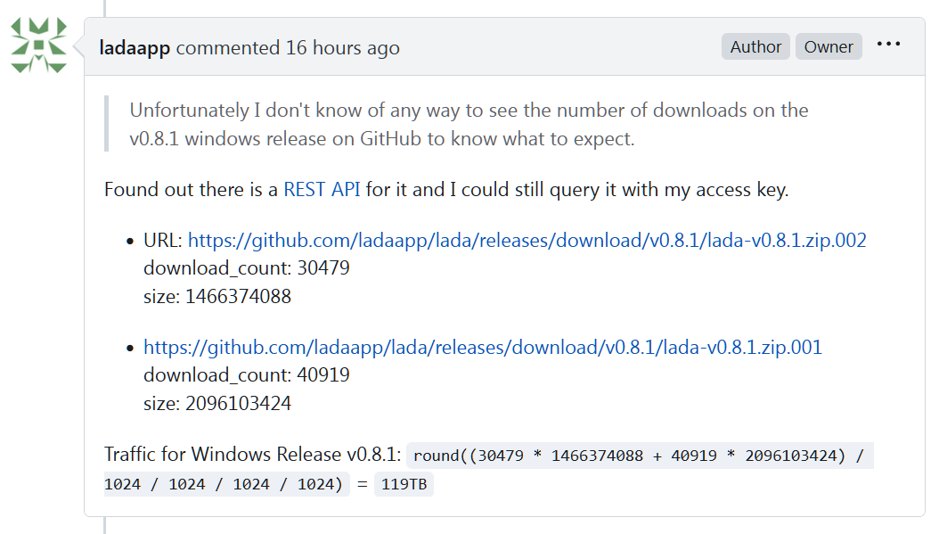 开源的AI去除视频马赛克软件Lada正在寻找文件托管方案，发布仅半个月不到，下载流量高达100TiB